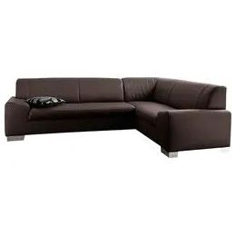 Ecksofa DOMO collection "Alisson L-Form" Sofas Gr. B/H/T: 249cm x 75cm x 181cm, Luxus-Kunstleder, langer Schenkel links, mit Bettfunktion, braun wahlweise mit Bettfunktion