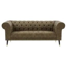 Guido Maria Kretschmer Home & Living Chesterfield-Sofa GUIDO MARIA KRETSCHMER HOME & LIVING "Tinnum" Sofas Gr. B/H/T: 195cm x 77cm x 87cm, Luxus-Microfaser, grün (olive)