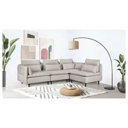 Ecksofa Andas "ALVIK L-Form" Sofas Gr. B/H/T: 262cm x 88cm x 172cm, Filzoptik, Ottomane rechts, Ottomane rechts, beige zusammengesetzt aus Modulen, erweiterbar mit Modulen der Serie