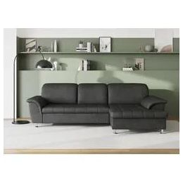 Ecksofa DOMO collection "Franzi Steppung im Sitzbereich B7T/H: 278/162/80 cm, L-Form" Sofas Gr. B/H/T: 278cm x 80cm x 171cm, Luxus-Microfaser, Recamiere rechts, ohne Funktion, grau (dunkelgrau) wahlweise mit Bettfunktion, Bettkasten und Kopfteilverstellung