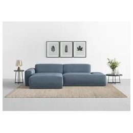 Ecksofa Trendmanufaktur "Braga, mit hochwertigem Kaltschaum, L-Form, in Cord erhältlich" Sofas Gr. B/H/T: 275cm x 72cm x 160cm, Struktur weich LENNON, Recamiere links, blau (blue horizon) modernes Sofa, Couch mit hohem Sitzkomfort, 27572160 cm (BHT)