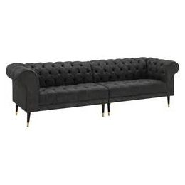 Chesterfield-Sofa Home Affaire "Tinnum", grau (anthrazit), B:263cm H:77cm T:87cm, Luxus-Microfaser Vintageoptik (66% PU, 27% Polyester, 7% Baumwolle);Struktur weich( 97% Polyester, 3% Polyacryl), Sofas