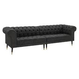 Guido Maria Kretschmer Home & Living Chesterfield-Sofa GUIDO MARIA KRETSCHMER HOME & LIVING "Tinnum" Sofas Gr. B/H/T: 263cm x 77cm x 87cm, Luxus-Microfaser, grau (anthrazit)