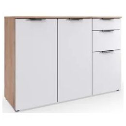 Kombikommode wimex "Level by fresh to go" Sideboards Gr. B/H/T: 122 cm x 84 cm x 41 cm, 2 St., weiß (front weiß, korpus plankeneiche nachbildung) 3-türig, mit 2 Schubladen und soft-close Funktion, 122cm breit