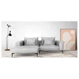 Guido Maria Kretschmer Home & Living Ecksofa GUIDO MARIA KRETSCHMER HOME & LIVING "BENTE L-Form" Sofas Gr. B/H/T: 233cm x 85cm x 172cm, Velvet, Recamiere links, weiß (almond milk) wahlweise Recamiere links oder rechts, mit schwarzen Metallfüßen