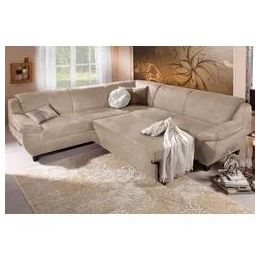 Ecksofa Home Affaire "Yesterday L-Form" Sofas Gr. B/H/T: 254cm x 80cm x 91cm, Microfaser, mit Bettfunktion, beige (natur) gleichschenklig, wahlweise mit Bettfunktion