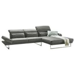 Ecksofa 3C Candy "Mallow L-Form" Sofas Gr. B/H/T: 318cm x 83cm x 220cm, Luxus-Microfaser, Recamiere rechts, grau (stone) Verstellbare Armlehne und Kopfteil, manuelle Sitztiefenverstellung