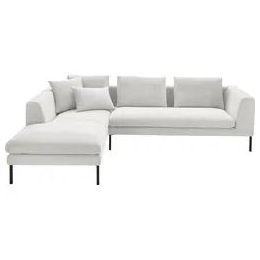 Ecksofa 3C Candy "Marango L-Form" Sofas Gr. B/H/T: 301cm x 83cm x 201cm, Feincord, Ottomane links, silberfarben (silber) Lose Rücken- und Sitzkissen, Feincord