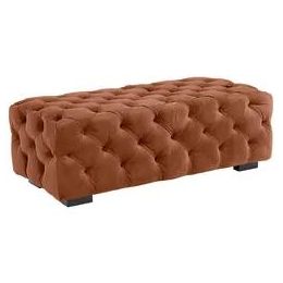 Guido Maria Kretschmer Home & Living Polsterhocker GUIDO MARIA KRETSCHMER HOME & LIVING "Kalina" Hocker Gr. T: 55cm, Samtvelours, orange (terra) mit klassischer Chesterfield-Knopfheftung