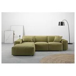 Ecksofa Andas "Glimminge L-Form auch in Breitcord, Feincord + Easy care-Bezug" Sofas Gr. B/H/T: 294cm x 71cm x 191cm, Chenille-Struktur, Ottomane links, grün (pistazie) Breite 264, Zierkissen