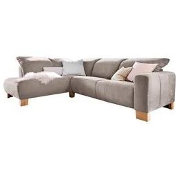 Ecksofa Home Affaire "Hörnum L-Form" Sofas Gr. B/H/T: 281cm x 85cm x 220cm, Struktur weich, Recamiere links, mit Relaxfunktion, grau (taupe) wahlweise mit motorischer Relaxfunktion, verstellbarer Kopfstütze