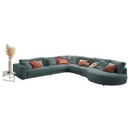 Ecksofa 3C Candy "Enisa II L-Form" Sofas Gr. B/H/T: 225cm x 86cm x 395cm, Flachgewebe, langer Schenkel rechts, blau (petrol) incl. 3 Flatterkissen, wahlweise mit Flecken-Schutz-Bezug Easy care