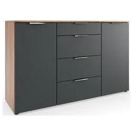 Kombikommode wimex "Level by fresh to go" Sideboards Gr. B/H/T: 135cm x 84cm x 41cm, 4 St., schwarz (front graphit/ korpus plankeneiche nachbildung) 2-türig, mit 4 Schubladen und soft-close Funktion, 135cm breit