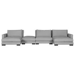 Wohnlandschaft LeGer Home by Lena Gercke "Tvinna - incl. loser Rückenkissen U-Form" Sofas Gr. B/H/T: 408cm x 76cm x 151cm, Baumwoll-/Leinenmix, Recamiere links, grau (hellgrau) bestehend aus Modulen- individuell aufstellbar