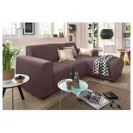 Ecksofa Home Affaire "Langeland L-Form" Sofas Gr. B/H/T: 234cm x 85cm x 163cm, Webstoff, Recamiere rechts, braun incl. 2 Zierkissen, Recamiere wahlweise links oder rechts