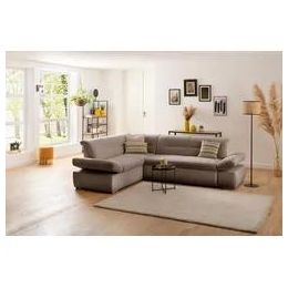 Ecksofa Inosign "Avesa L-Form" Sofas Gr. B/H/T: 275cm x 80cm x 211cm, Struktur weich, langer Schenkel rechts, ohne Armteilverstellung-ohne Schlaffunktion, braun (coffee) Wahlweise mit Arm- und Bettfunktion, BTH: 27521180 cm