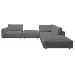 Ecksofa Gallery M BRANDED BY MUSTERRING "LUCIA L-Form" Sofas Gr. B/H/T: 340cm x 81cm x 346cm, Flachgewebe FLORIS, Recamiere links, Standardnaht-Zweinadelnaht, grau (dunkelgrau floris) in vielen Qualitäten und 4 verschieden Nähten