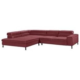 Ecksofa Gallery M BRANDED BY MUSTERRING "Felicia Due L-Form" Sofas Gr. B/H/T: 312cm x 82cm x 218cm, Leder PURO, Longchair links, mit motorischem Sitzvorzug, rot (dunkelrot) Wahlweise mit Sitzvorzug, inkl. Kopfteilverstellung, Sitzhöhe 43 cm