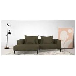 Guido Maria Kretschmer Home & Living Ecksofa GUIDO MARIA KRETSCHMER HOME & LIVING "BENTE L-Form" Sofas Gr. B/H/T: 233cm x 85cm x 172cm, Cord, Recamiere links, grün (forest) wahlweise Recamiere links oder rechts, mit schwarzen Metallfüßen