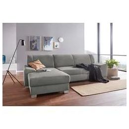 Ecksofa DOMO collection "Anzio L-Form" Sofas Gr. B/H/T: 271cm x 85cm x 160cm, Struktur fein, Recamiere links, Ohne Funktion-Mit Federkern, grau (steel-grau) wahlweise mit Bettfunktion und Federkern