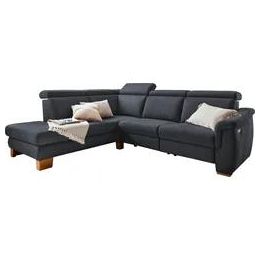 Ecksofa Home Affaire "Konstanz L-Form" Sofas Gr. B/H/T: 280cm x 92cm x 232cm, Luxus-Microfaser Lederoptik, Recamiere links, mit motorischer Relaxfunktion, grau (anthrazit) mit vollmotorischer Relaxfunktion; incl. Kopfteilverstellung