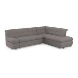 Ecksofa DOMO collection "Mona L-Form" Sofas Gr. B/H/T: 271cm x 80cm x 213cm, Feinstruktur, Ottomane rechts, ohne Bettfunktion-mit Armlehnenfunktion, braun (schlamm) wahlweise mit Bett- und Armlehnfunktion