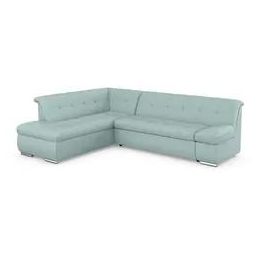 Ecksofa DOMO collection "Mona L-Form" Sofas Gr. B/H/T: 271cm x 80cm x 213cm, Struktur grob, Ottomane links, mit Bettfunktion-ohne Armlehnenfunktion, grün (mint) wahlweise mit Bett- und Armlehnfunktion