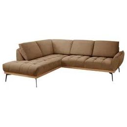 Guido Maria Kretschmer Home & Living Ecksofa GUIDO MARIA KRETSCHMER HOME & LIVING "Palic, L-Form" Sofas Gr. B/H/T: 241cm x 87cm x 206cm, Velours, Ottomane links, braun (goldbraun)