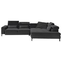 Ecksofa Gallery M BRANDED BY MUSTERRING "Felicia Due L-Form" Sofas Gr. B/H/T: 312cm x 82cm x 218cm, Leder PURO, Longchair rechts, ohne Sitzvorzug, schwarz Wahlweise mit Sitzvorzug, inkl. Kopfteilverstellung, Sitzhöhe 43 cm