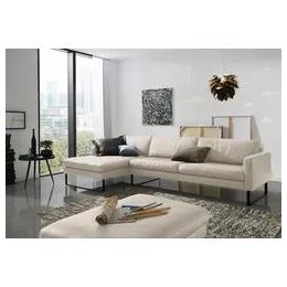 Ecksofa 3C Candy "Aidan L-Form" Sofas Gr. B/H/T: 318cm x 81cm x 154cm, Leder, Longchair links, beige eleganter Stil mit hohem Sitzkomfort