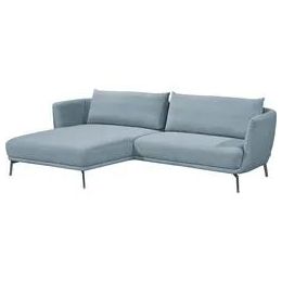 Schöner Wohnen Ecksofa SCHÖNER WOHNEN-KOLLEKTION "Pearl - 5 Jahre Hersteller-Garantie, auch in Bouclé L-Form" Sofas Gr. B/H/T: 270cm x 71cm x 160cm, Flachgewebe, Longchair links, blau (hellblau) Maße (BHT): 27071160 cm, Füße Metall