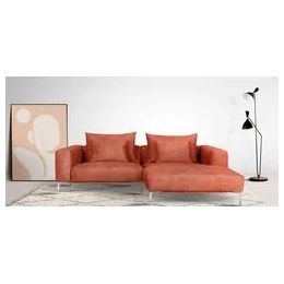 Guido Maria Kretschmer Home & Living Ecksofa GUIDO MARIA KRETSCHMER HOME & LIVING "JANTE L-Form" Sofas Gr. B/H/T: 233cm x 85cm x 172cm, Velvet, Recamiere rechts, orange (burnt orange) wahlweise Recamiere links oder rechts, mit Chromfüßen