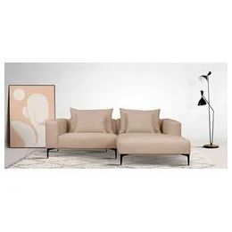 Guido Maria Kretschmer Home & Living Ecksofa GUIDO MARIA KRETSCHMER HOME & LIVING "BENTE L-Form" Sofas Gr. B/H/T: 233cm x 85cm x 172cm, Velours, Recamiere rechts, grau (taupe) wahlweise Recamiere links oder rechts, mit schwarzen Metallfüßen