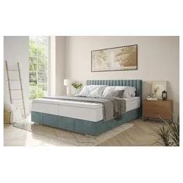 Boxbett Inosign "Thor mit Bettkasten, inkl. Matratze, Topseller" Komplettbetten Gr. Aqua Clean Pascha Polyester-Baumwolle, Liegefläche B/L: 180cm x 200cm Betthöhe: 56cm, H2/H4, 7-Zonen-Taschen-Federkernmatratze, blau (aqua clean pascha 316 aqua) Boxspringbett Topper und Zierkissen, in verschiedenen Härtegraden verfügbar