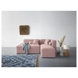 Ecksofa Andas "Sundstrup L-Form" Sofas Gr. B/H/T: 233cm x 76,5cm x 93cm, Samtoptik, Recamiere links, rosa Modulserie, individuelle Zusammenstellung