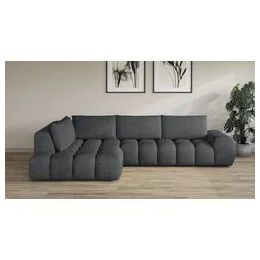 Ecksofa Inosign "AZITA" Sofas Gr. B/H/T: 352cm x 72cm x 210cm, Chenilleoptik, Ottomane links, grau (anthrazit) lose Rückenkissen, moderne Steppung