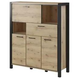 Highboard Home Affaire "Aktiv", braun (taurus), B:120cm H:140cm T:41cm, FSC-zertifizierter Holzwerkstoff, Dekorfolie, MDF, Sideboards, Breite 120 cm