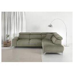 Ecksofa 3C Candy "Greve L-Form" Sofas Gr. B/H/T: 249cm x 79cm x 209cm, Struktur, Ottomane rechts, mit Sitzvorzug motorisch im 2-Sitzer, grau (anthrazit) wahlweise mit motorischem Sitzvorzug, manuelle Kopfteilverstellung