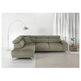 Ecksofa 3C Candy "Greve L-Form" Sofas Gr. B/H/T: 249cm x 79cm x 209cm, Struktur, Ottomane links, mit Sitzvorzug motorisch im 2-Sitzer, grau (anthrazit) wahlweise mit motorischem Sitzvorzug, manuelle Kopfteilverstellung