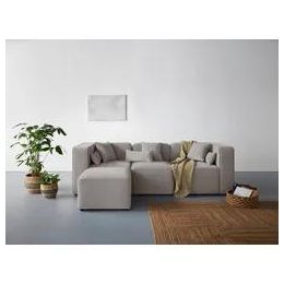 3-Sitzer Andas "Sundstrup L-Form" Sofas Gr. B/H/T: 256cm x 76,5cm x 93cm, Samtoptik, grau (hellgrau) Modulserie, individuelle Zusammenstellung