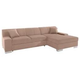 Ecksofa DOMO collection "Bero L-Form" Sofas Gr. B/H/T: 268cm x 74cm x 153cm, Luxus-Microfaser, Recamiere rechts, ohne Bettfunktion, beige wahlweise mit Bettfunktion