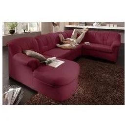 Wohnlandschaft DOMO collection "Papenburg U-Form" Sofas Gr. B/H/T: 297cm x 84cm x 180cm, Microfaser PRIMABELLE, Recamiere links, mit Bettfunktion, rot in großer Farbvielfalt, wahlweise mit Bettfunktion