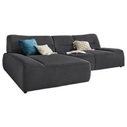 Ecksofa DOMO collection "Cesena L-Form" Sofas Gr. B/H/T: 288cm x 81cm x 175cm, Struktur fein, Recamiere links, mit Wellenunterfederung, grau (anthrazit)