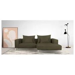 Guido Maria Kretschmer Home & Living Ecksofa GUIDO MARIA KRETSCHMER HOME & LIVING "JANTE L-Form" Sofas Gr. B/H/T: 233cm x 85cm x 172cm, Cord, Recamiere rechts, grün (forest) wahlweise Recamiere links oder rechts, mit Chromfüßen