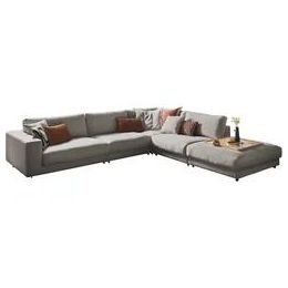 Ecksofa 3C Candy "Enisa II, bequem und komfortabel, großes Familiensofa, L-Form", weiß (silber), B:365cm H:86cm T:322cm, 100% Polyester, Sofas, incl. 3 Flatterkissen, wahlweise mit Flecken-Schutz-Bezug Easy care