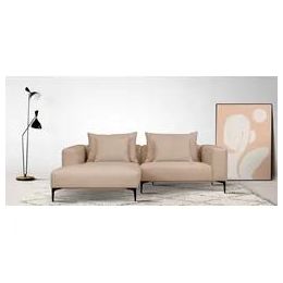 Guido Maria Kretschmer Home & Living Ecksofa GUIDO MARIA KRETSCHMER HOME & LIVING "BENTE L-Form" Sofas Gr. B/H/T: 233cm x 85cm x 172cm, Velours, Recamiere links, grau (taupe) wahlweise Recamiere links oder rechts, mit schwarzen Metallfüßen