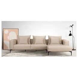 Guido Maria Kretschmer Home & Living Ecksofa GUIDO MARIA KRETSCHMER HOME & LIVING "BENTE L-Form" Sofas Gr. B/H/T: 332cm x 85cm x 175cm, Velours, Recamiere rechts, grau (taupe) wahlweise Recamiere links oder rechts, mit schwarzen Metallfüßen