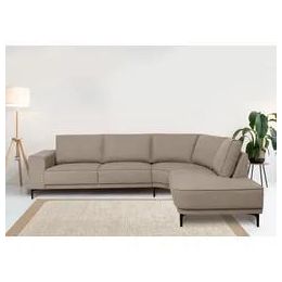 Ecksofa Places of Style "Casina" Sofas Gr. B/H/T: 287cm x 85cm x 239cm, Webstoff, Ottomane rechts, beige mit abgerundeter Ottomane, in einem weichen Chenille-Stoff