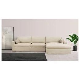 Ecksofa LeGer Home by Lena Gercke "Sölve L-Form" Sofas Gr. B/H/T: 320cm x 86cm x 175cm, Baumwoll-/Leinenmix, Recamiere rechts, beige (natur) mit optischer Husse, weicher Sitzkomfort