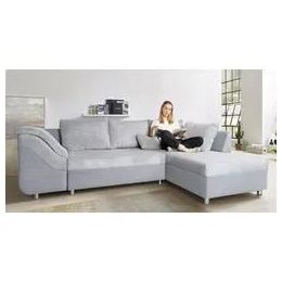 Ecksofa Collection AB "Sally L-Form" Sofas Gr. B/H/T: 256cm x 87cm x 165cm, Microfaser PRIMABELLE-Cord, Ottomane beidseitig montierbar, mit Bettfunktion-mit Bettkasten, grau mit und ohne Bettfunktion, inklusive loser Rücken- Zierkissen